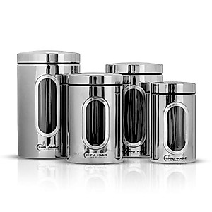Simpli-Magic 4-Piece Stainless Steel Canisters with Window