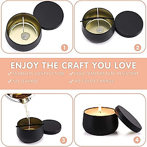 Lyellfe 24 Pack Candle Tins, 4 Oz Black Candle Jars with Lid, Empty Candle Holder Container Bulk for Candle Line, Gift, Making Candles, Storing Spice Candy