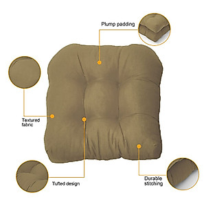 Pack of 2 Outdoor Indoor Tufted Seat Cushions, 18.9" x 18.9" U-Shape Cushions for Wicker Chair Seat,Patio Cushions, Furniture Dinning Chair Pad (Light coffee)