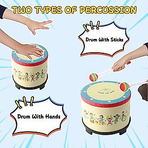Floor Tom Drum 8 inch Gathering Club Carnival Colorful Percussion Instrument with 2 Mallets Music Drum for Child Special Christmas Birthday Gift (8 inch)
