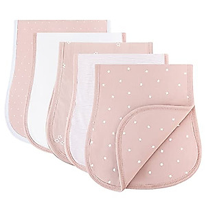 Ely's & Co. Baby Burp Cloths - 5pc Hourglass Shape with Extra Absorbent - Baby Bibs & Burp Cloths Baby Girl and Baby Boy, Newborn Essentials (Pink Tulip)