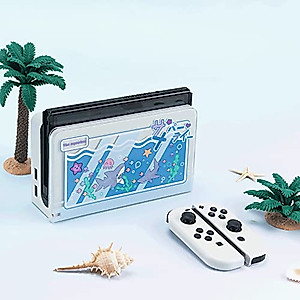 GeekShare Anti Scratch Switch OLED Dock Cover- Hard Faceplate Sleeve Pad for Switch OLED Dock- DIY Replacement Shell Compatible with Switch OLED Dock - Shark Party (for Switch OLED Model)