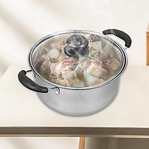 Operitacx Saucepan Pasta Pot Noodle Pot with Lid Handles Stainless Steel Stock Pot Metal Stew Pot Ramen Cooker for Boiling Water Milk Sauce Gravies Noodles 18cm Hot Pot