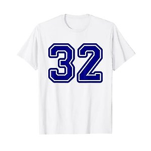 Jersey #32 Navy Blue Sports Team Player Jersey Number 32 T-Shirt