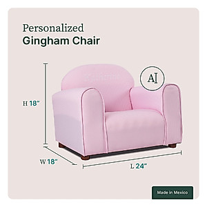 Mini Furniture Upholstered Personalized Kids Chair Checkers (Pink)