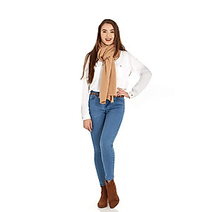 Manio Cashmere 100% Cashmere Knitted Wrap Shawl Extra Scarf Stole Camel, Large