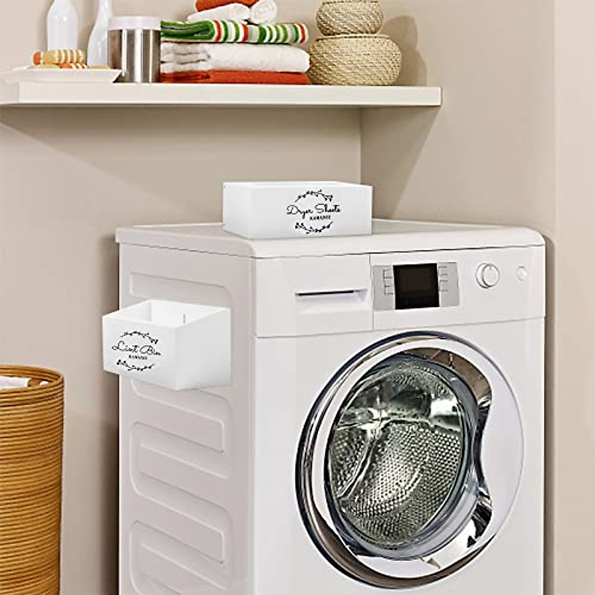 Dryer Sheet Holder Laundry Room Organization Decor Dryer Sheet Dispenser with Magnetic Lint Bin Farmhouse Wooden Dryer Sheet Holder Container