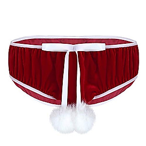 TiaoBug Mens Velvet Santa Christmas Boxer Shorts Festive Xmas Trunks Underwear Red Medium(Waist:29.5-53.0"/75-135cm)