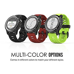 MoKo Band Compatible with Garmin Fenix 3/Fenix 5X, Soft Silicone Replacement Watch Band fit Garmin Fenix 3/Fenix 3 HR/Fenix 5X/5X Plus/D2 Delta PX/Descent Mk1 Smart Watch - Black