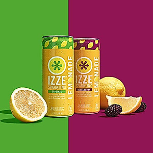 Izze Sparkling Juice Lemonade Drink, Real Fruit Juice, No added sugar or preservatives, Lemonade Variety Pack, 8.4oz Sleek Cans (24 Pack)