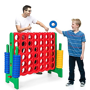 ARLIME Giant 4 in a Row Connect Game, 47'' Jumbo 4-to-Score Toy Set W/Quick-Release Lever, Build-in Ring, Jumbo Sized for Kids & Adults, Oversized Floor Activity for Indoor & Outdoor Play