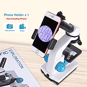 HSL 40X-2000X Microscope for Kids, Monocular Microscope Students Set +Handbag+Phone Holder+ Beginner Biological LAD Kit for Science Educational Boys Girls Toys LED