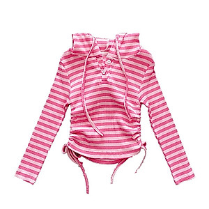 Peacolate 5-10Years Little Big Girls 2pcs Clothing Set Pink Stripe T Shirt and Blue Butterfly Embroidered Bootcut Jeans(Pink,6-7Years)