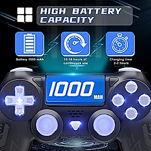 Nonbliep LED Wireless Controller for PS4, Custom Light Mechanical Design for Playstation 4 Controller Compatible with PS4/Slim/Pro/PC/Steam with Turbo/Motion Sensor/1000mAh Battery/Headphone Audio