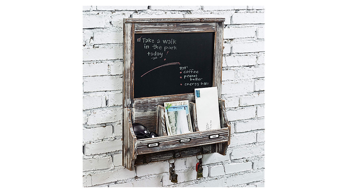 Rustic Wall-Mounted Mail Holder & Key Organizer