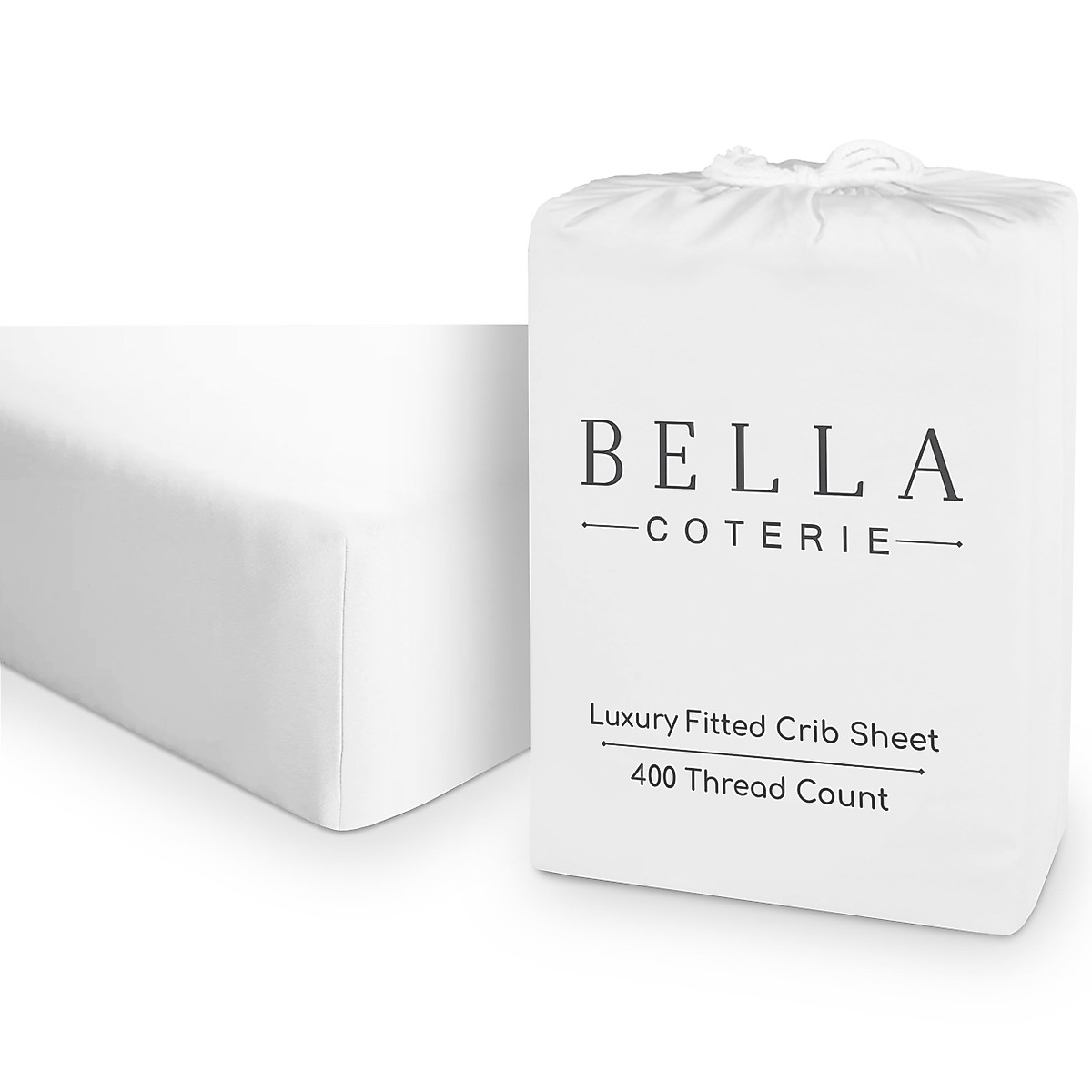 Bella Coterie Luxury Bamboo Crib Sheet | Organically Grown | Ultra Soft | Cooling for Better Sleep | Deep Pocket Fitted Sheet for Crib & Toddler Mattress | Viscose Made from Bamboo [White]