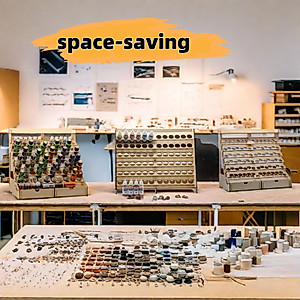 Craft Paint Storage-Modular Paint Organizer - Holds 105 Bottles of Vallejo Paints, 14 Brushes, 2 Cabinets, and Miniature Stands - Art Tool Storage Rack for Miniature Paint Set