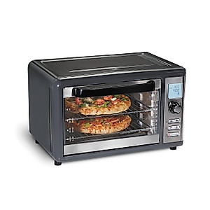 Hamilton Beach Countertop Air Fryer Oven with Sure-Crisp Technology, XL Capacity for 2 12” Pizzas, Two 9” x 13” Pans and 4 Rack Positions, Digital Controls, Grey (31390)