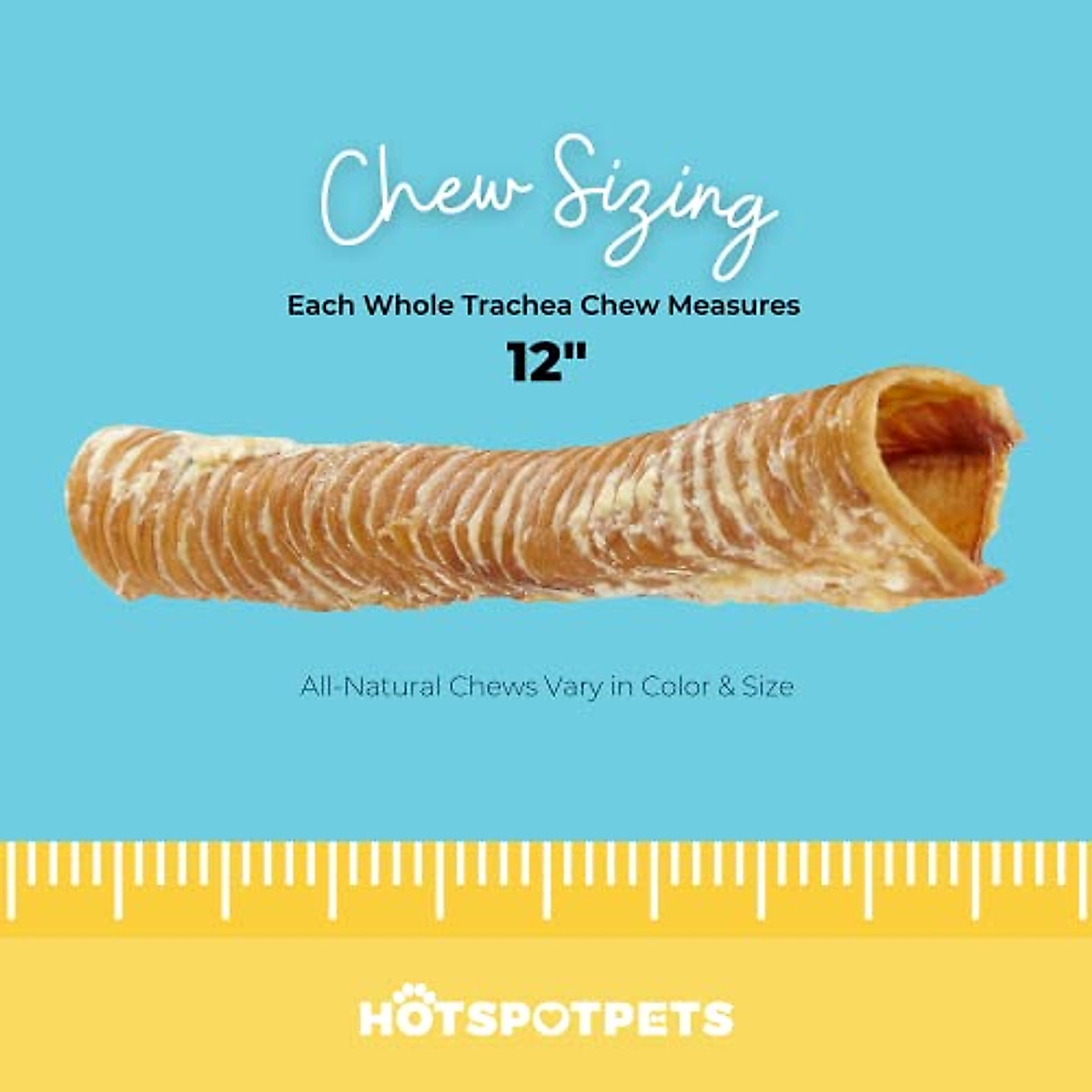 hotspot pets Premium 12'' Beef Trachea for Dogs Large - All Natural Long Lasting Dog Chews Rich in Glucosamine & Chondroitin 100% Beef Chews Single Ingredient Grass Fed Dog Treats