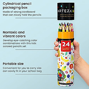 ARTEZA 24 Scented Pencils for Kids, Pre-Sharpened Color Pencils for Kids, Triangular Shape Smelly Pencils for Kids