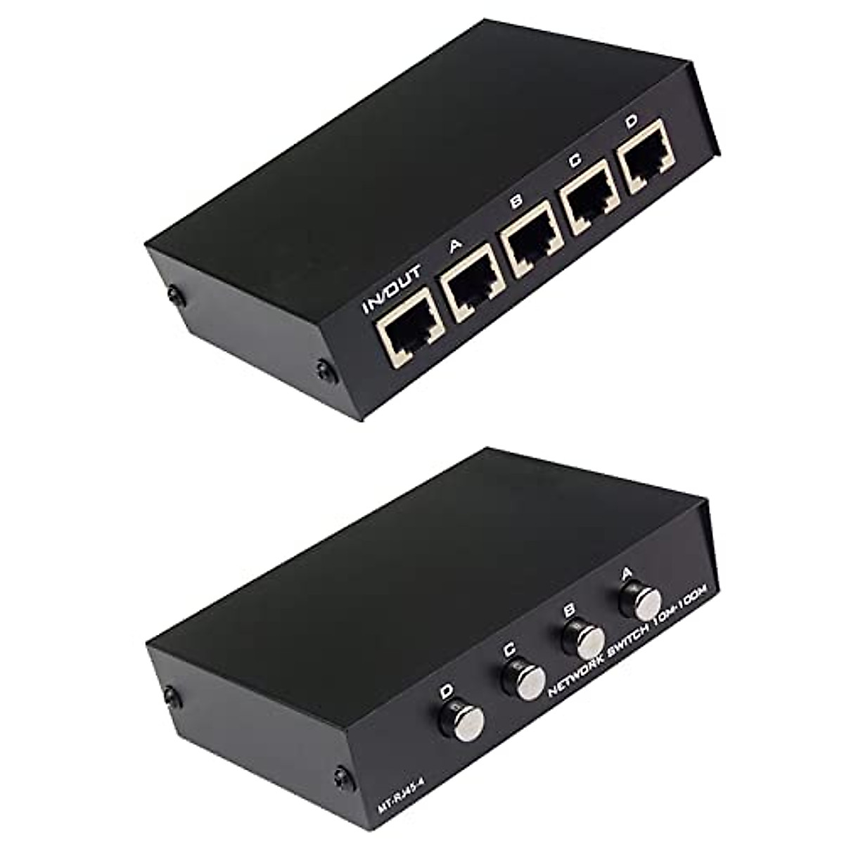 Toptekits 4 Port Way 8P8C RJ45 Network Ethernet Manual ABCD Sharing Switch Box,4 Ports Network Switch Splitter Selector Hub 4-in 1-Out or 1-in 4-Out