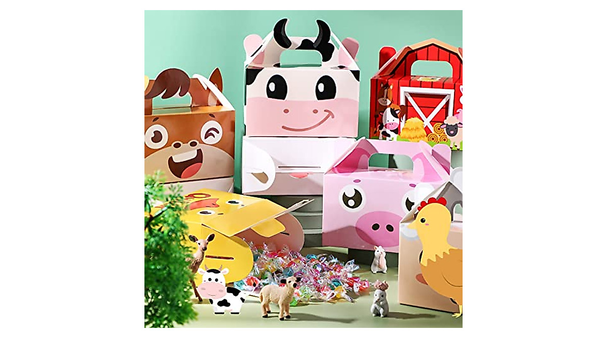 Farm Animal Gift Boxes | 24 Pack for Barnyard & Farm Themed Parties