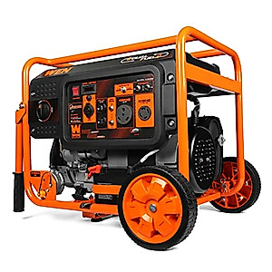 WEN DF623X 6250-Watt 120-Volt/240-Volt Dual Fuel Electric Start Portable Generator with Wheel Kit and CO Shutdown Sensor, Black