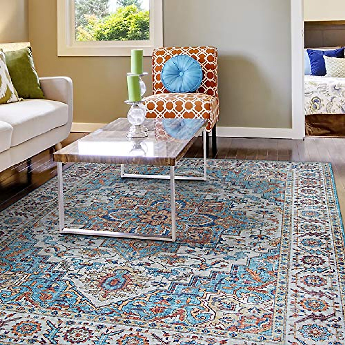 Couristan Pasha Sarouk Area Rug, 5' x 8', Navy