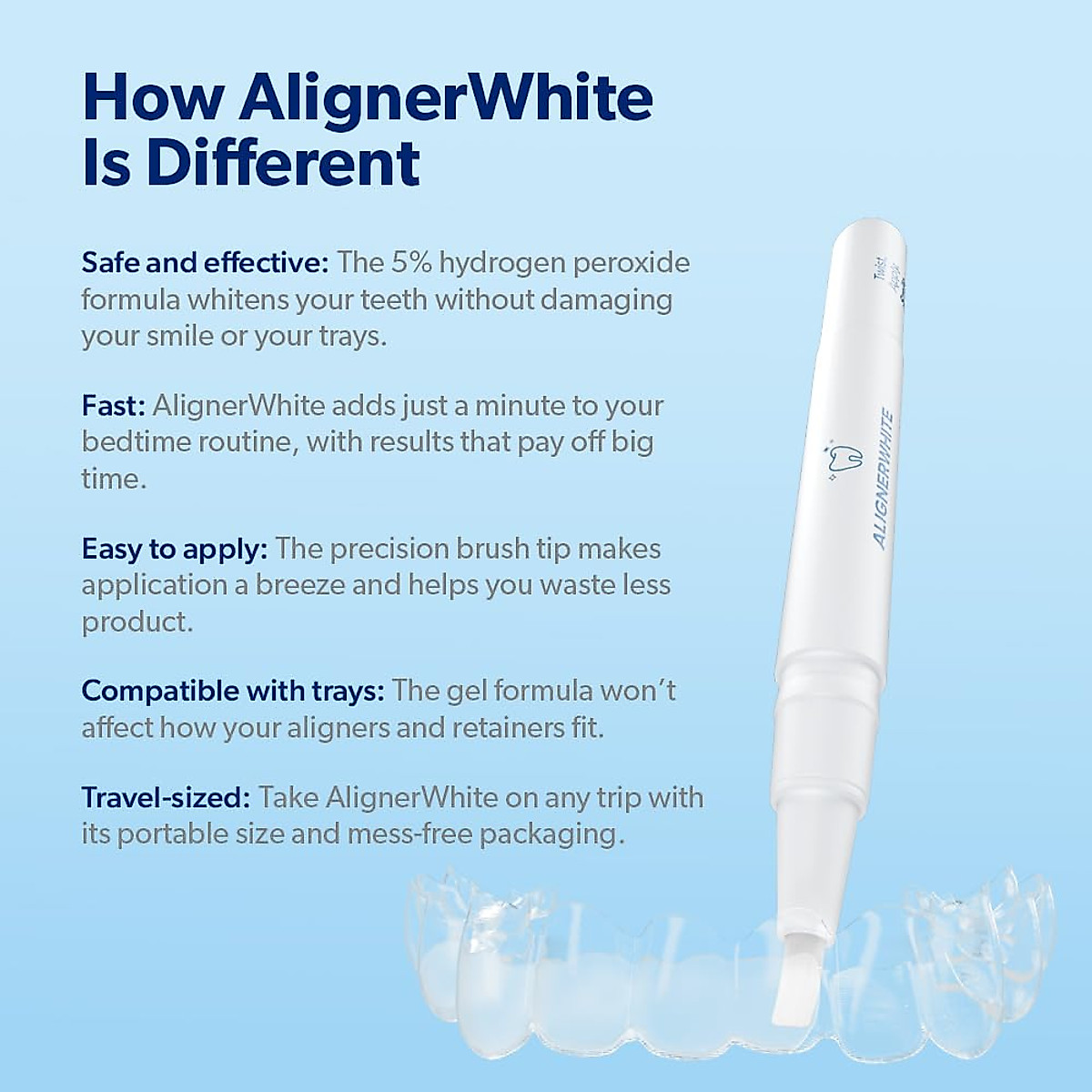 EverSmile AlignerWhite Teeth Whitening Pen | for Clear Aligners and Retainers, Aligner Whitener, Gel Whitening Pen in Fresh Mint. Twist, Apply and Smile!
