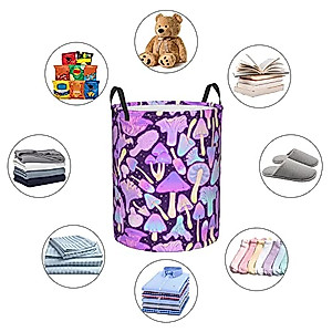 Psychedelic Mushroom Laundry Hamper With Handles Collapsible Canvas Laundry Basket,Waterproof Storage Basket,Toy Storage Bag