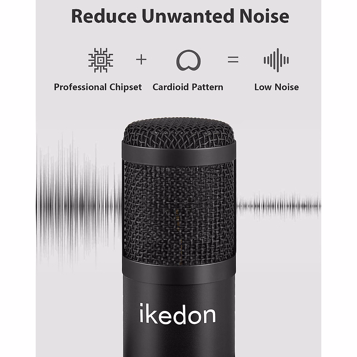 ikedon Studio USB Condenser Microphone, Professional 192kHz/24bit Cardioid Recording Microphone, Plug&Play Computer Microphone Kit with Scissor Arm, Streaming Mic for Podcasting YouTube Gaming -S663