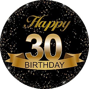 Fedyufook Black and Gold 30th Birthday Party Favor Stickers - 2 Inches - 50 Labels Black,gold