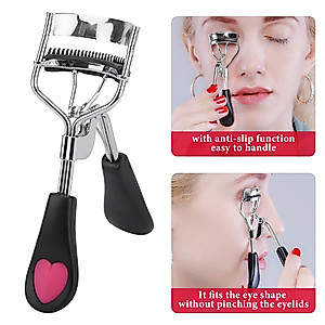 5Pcs Eyelash Curler with Built in Comb, Lash Curler with 4 Extra Silicone Replacement Pads, Professional Makeup Tool Portable Compact Partial Makeup Curler(Size:5Pcs)
