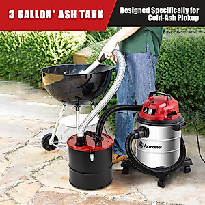 Vacmaster VOC508S 1102 5 Gallon Stainless Steel Wet Dry Shop Vacuum and 3 Gallon Ash Tank Combo
