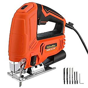 ValueMax Jig Saw, 5.0AMP Corded Electric Jigsaw with 6 Variable Speeds, 4-Position Orbital Setting, ±45° Bevel, Dust Blower and 6Pc Blades, Jigsaw Tool Kit for Wood, Metal and Plastic Cutting