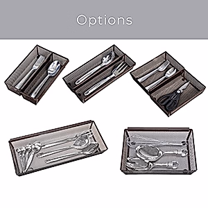 Smart Design Drawer Organizer - 9 x 3 Inch - Steel Metal Mesh Tray - with Interlocking Arm Connection - Utensils, Silverware, Organization - Kitchen - Bronze