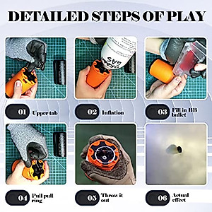 ARMARD Airsoft Grenade，Gel Blaster Grenade Launcher，Paintball Grenade，Metal Pull Ring, 6mm BBS Tactical Whirligig Impact Grenade, 7mm Gel Shower for Strike Game