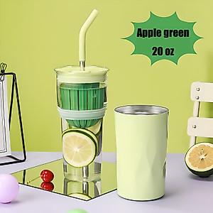 YULUDZSW Stainless Steel Vacuum Insulated Tumbler, With Lid And Straw For Water, 20 Oz Perfect Size Iced Coffee/Smoothie Cup, 3 In 1 Water Cup, For Home, Office Or Car, Hot And Cold Drinks Thermal