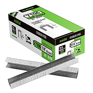 meite 22 Gauge 3/8-inch Crown 304 Stainless Steel Staples with 1/4-inch Length for Upholstery Staplers 10,020 per Box (1 Box)
