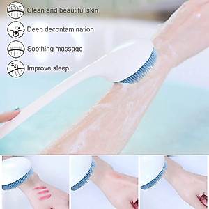 V-TOP 20 Pack Toothbrush Covers + Silcone Back Brush with Long Handle (Blue)