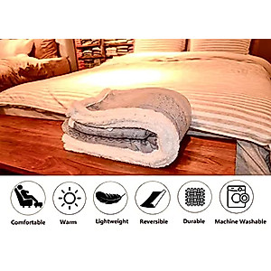 Brilliant JJJJ Sherpa Fleece Throw Blanket for Couch – Grey Fuzzy Warm Soft Blankets and Throws for Sofa, 39x60 Inches