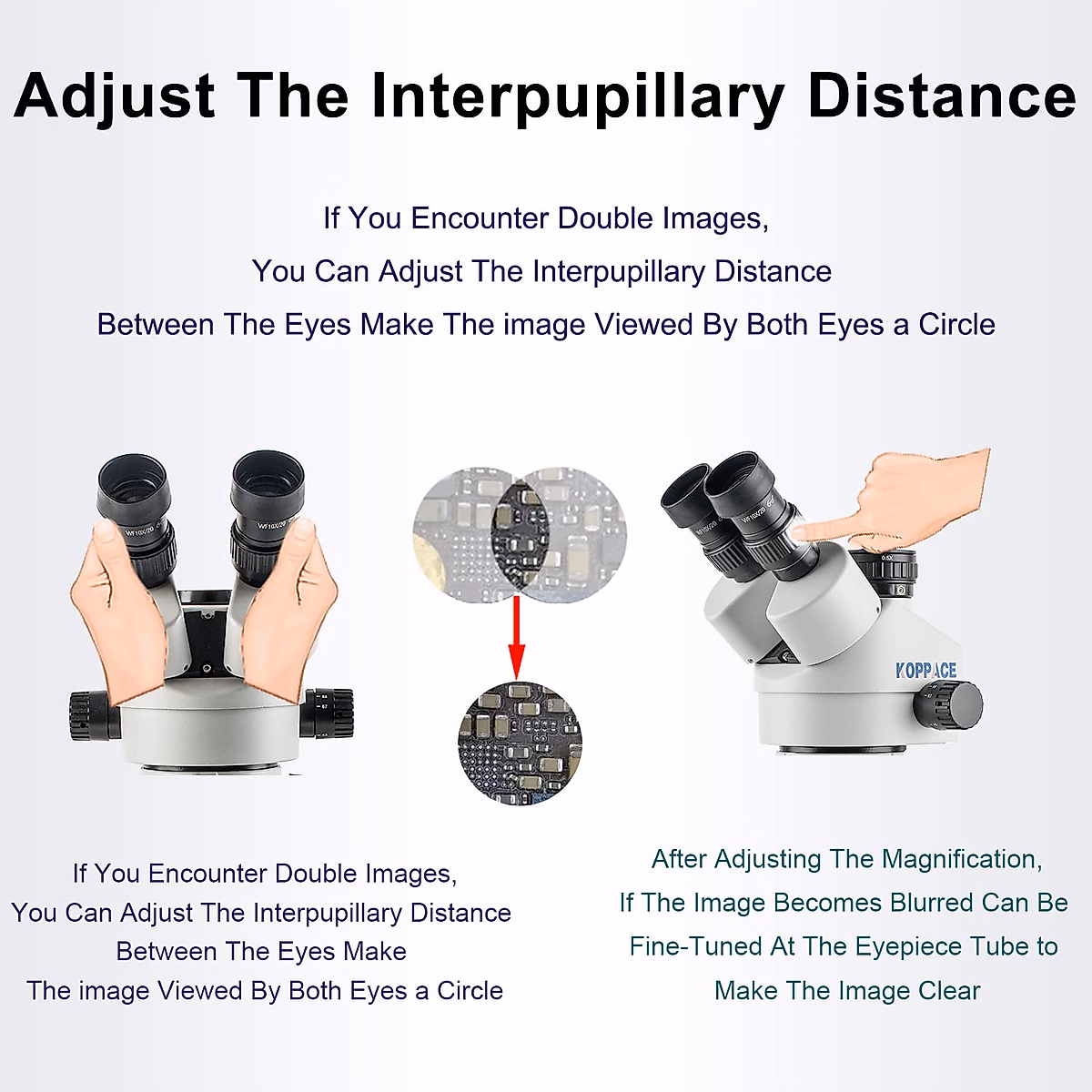 KOPPACE 3.5X-180X Trinocular Stereo Microscope Upper and Lower LED Light Source Continuous Zoom Lens Mobile Phone Repair Microscope.