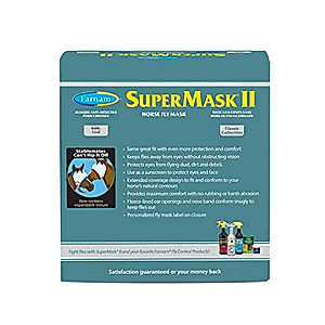 SuperMask II Fly Mask Without Ears for Foals, Full Face Coverage and Eye Protection from Insect Pests, Structured Classic Styling Mesh with Plush Trim, Foal Size