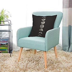 AOYEGO Moon Phases Throw Pillow Cover Lunar Eclipse Dark Night Universe Autumn Astronomy Nature Planet Space Sphere Pillow Case 18x18 Inch Decorative Men Women Room Cushion Cover for Home