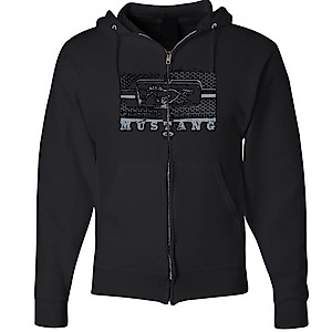 Lucky Ride Ford Mustang Hoodie Legend HONEYCOMB GRILL FULL ZIP Hooded Sweatshirt, Black, L