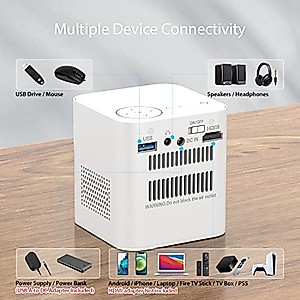 SooPii Mini DLP Projector, 5G WiFi Portable Projector with 3D Function,HD 1080P Supported Smart Projector,Android 9.0,Bluetooth,Remote Control, Support TV Stick/HDMI/USB/U Disk/iOS/Android
