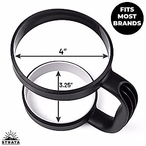 STRATA CUPS 30 oz Tumbler Handle - Available For 30 oz YETI Tumbler, OZARK TRAIL Tumbler, Rambler Tumbler- BFA free (Black)