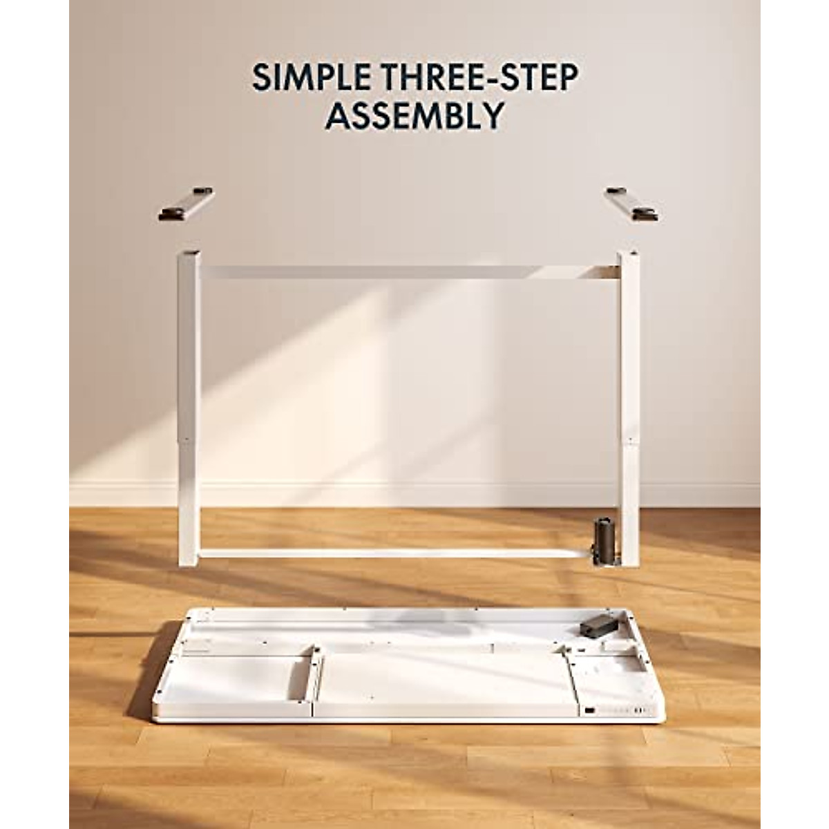 FLEXISPOT 55" White Electric Standing Desk with Drawers, Quick Assembly Home Office Sit Stand Desk with Storage, USB Charging, Computer Desk for Home Office (White Top + Adjustable Frame, Comhar)