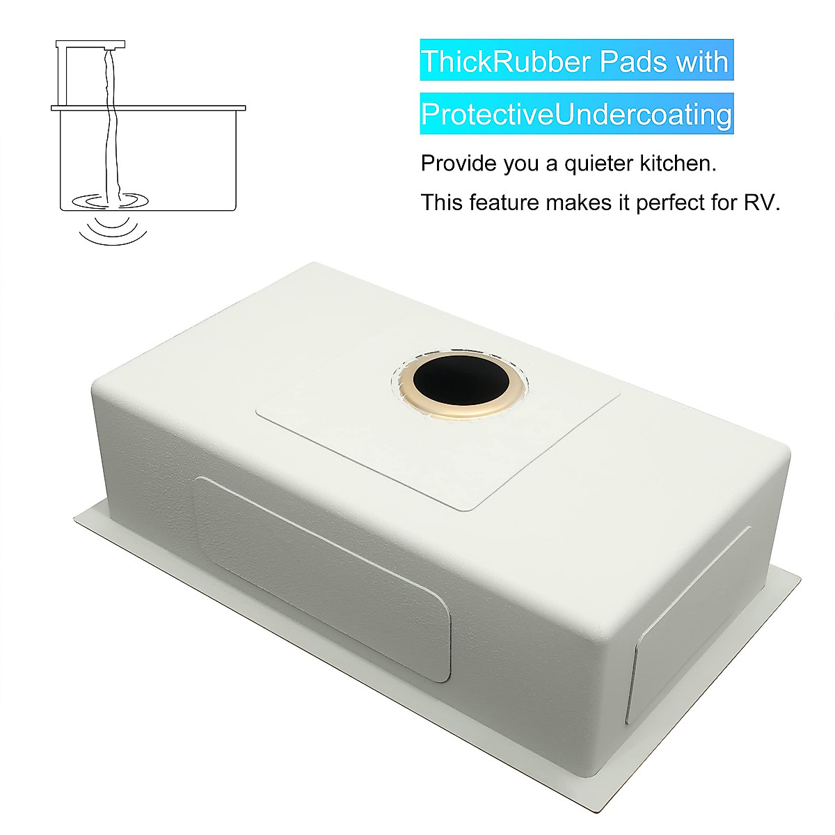 MILOSEN Gold RV Kitchen Sink, RV Camper Kitchen Sink, Small Single Bowl RV Sinks for a Camper Kitchen, 25×15 inch Undermount RV Sink with Gold Basket Strainer