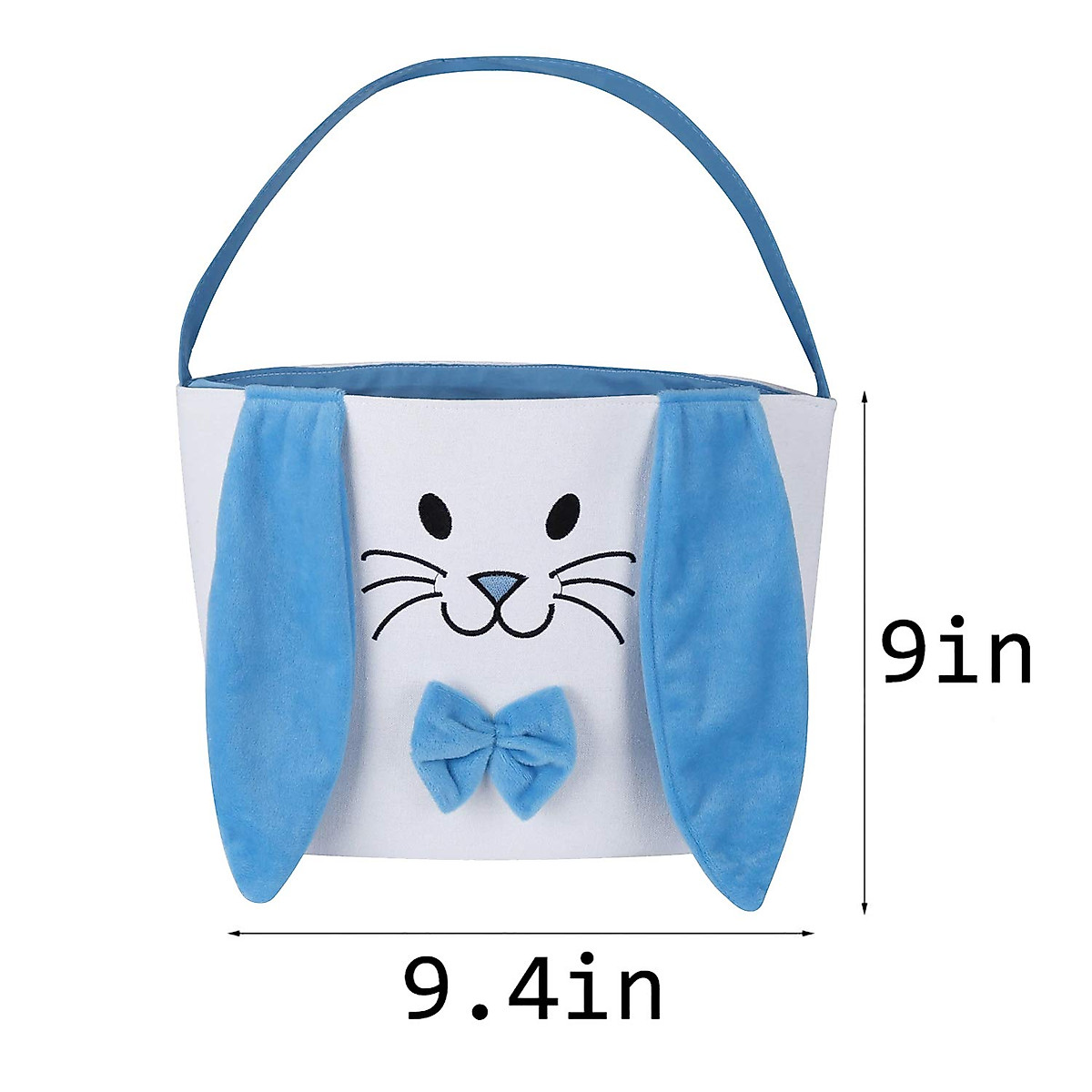 Wproo Easter Bunny Basket Egg Bags for Kids Rabbit Ear Easter Gift Bags Personalized Candy Egg Basket Rabbit with Fluffy Ears for Easter Party Favors (Blue)